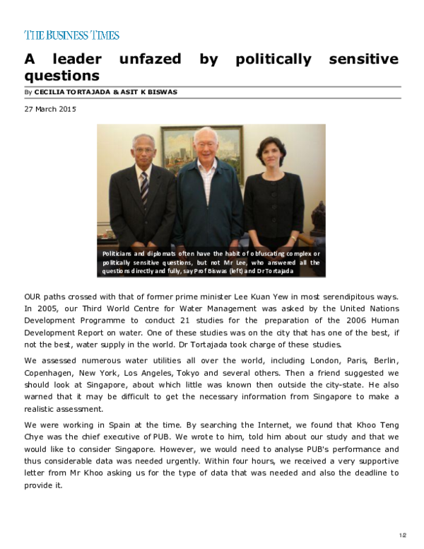 (PDF) A leader unfazed by politically sensitive questions