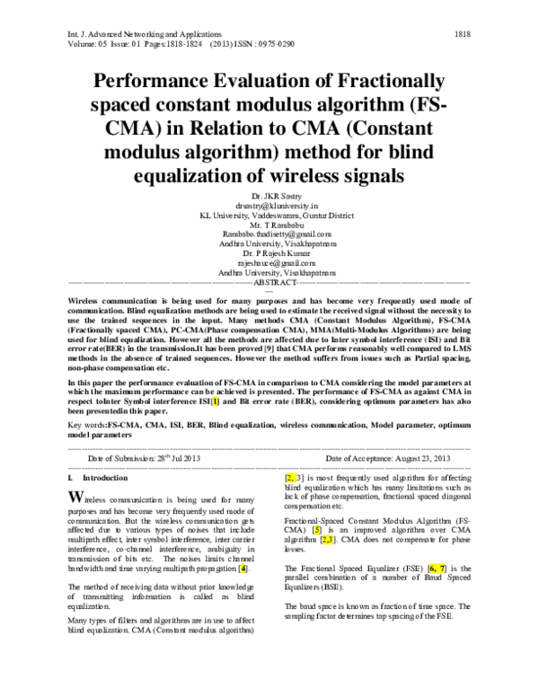 (PDF) A DETAILED STUDY OF VARIABLE STEP SIZE CONSTANT MODULUS ALGORITHM WITH LMS UPDATE | IAEME ...