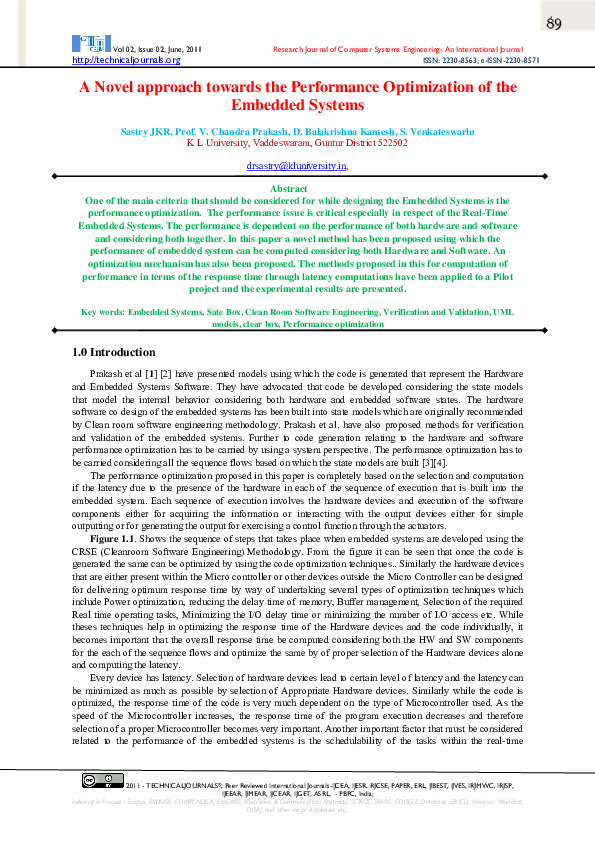 (PDF) A Novel approach towards the Performance Optimization of the ...