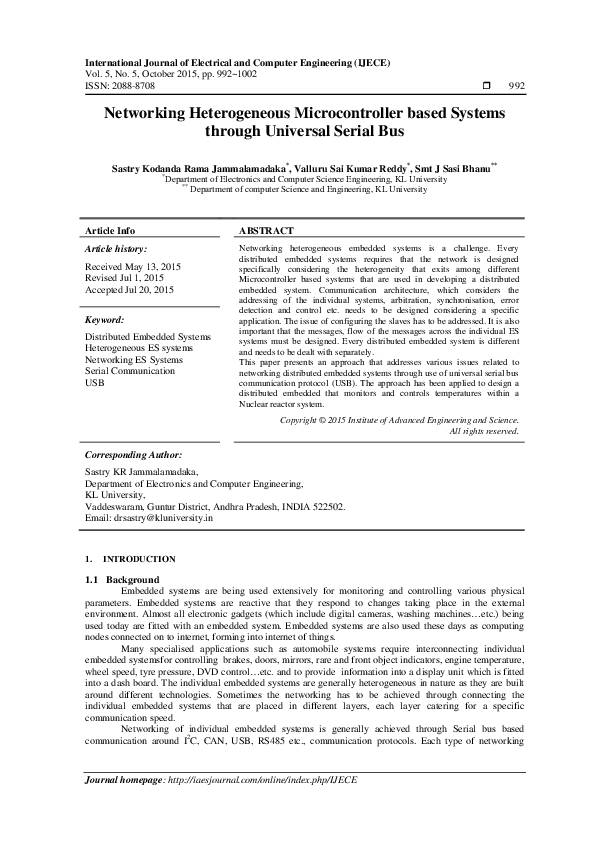 Pdf Networking Heterogeneous Microcontroller Based Systems Through