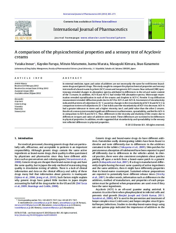 (PDF) A comparison of the physicochemical properties and a sensory test ...