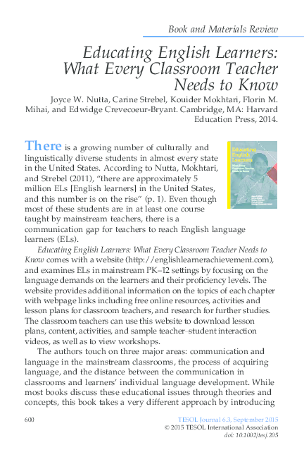 (PDF) Educating English Learners: What Every Classroom Teacher Needs to ...