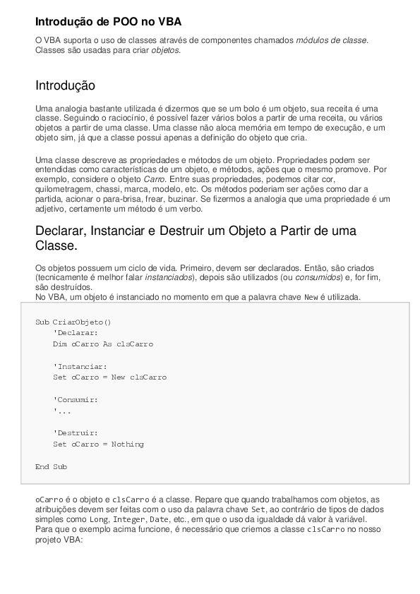 (PDF) Introdução de POO no VBA