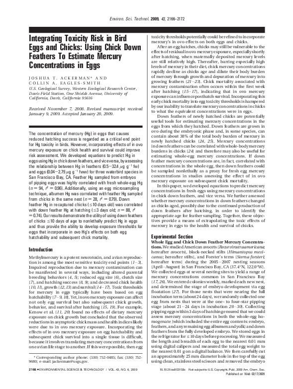 (PDF) Integrating Toxicity Risk in Bird Eggs and Chicks: Using Chick ...