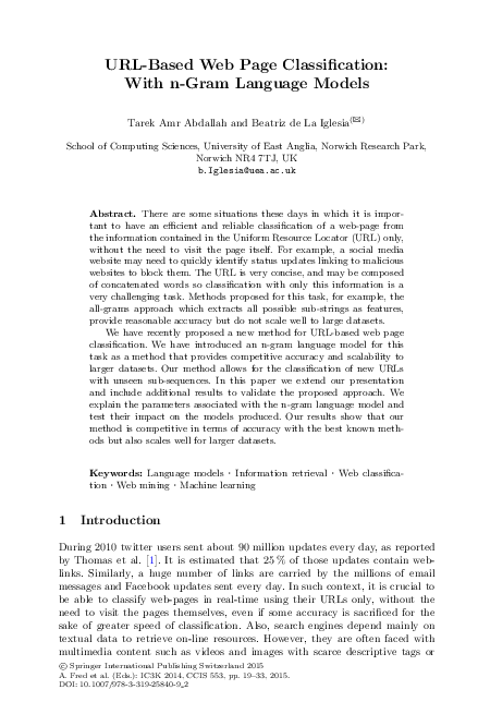 Pdf Url Based Web Page Classification With N Gram Language Models