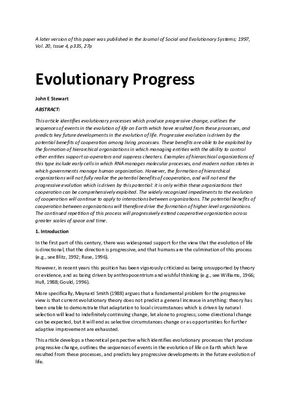 (PDF) Evolutionary Progress