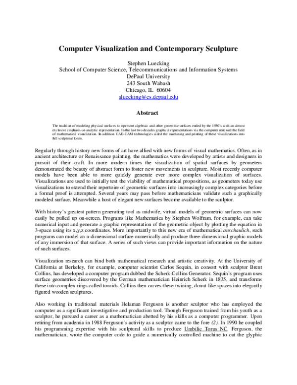 (PDF) Computer Visualization and Contemporary Sculpture