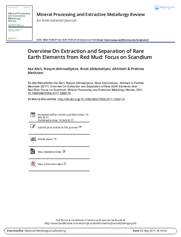 (PDF) Mineral Processing and Extractive Metallurgy Review Overview On ...