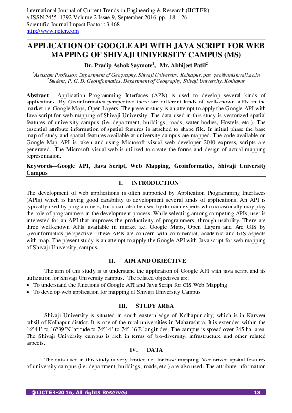 (PDF) Application of Google API with Java Script for Web Mapping of ...