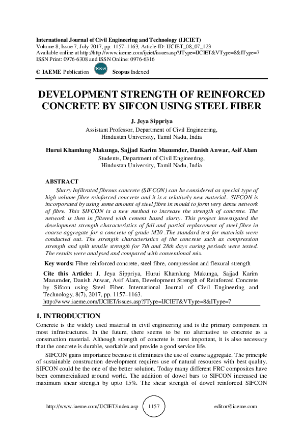 (PDF) DEVELOPMENT STRENGTH OF REINFORCED CONCRETE BY SIFCON USING STEEL ...