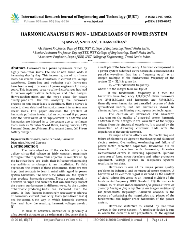 (PDF) Harmonic analysis in non – linear loads of power system