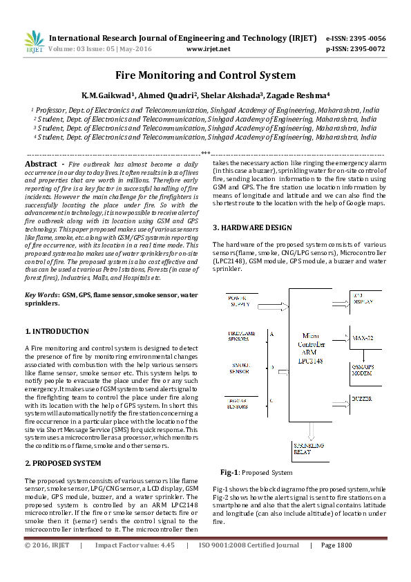 (PDF) Fire Monitoring and Control System