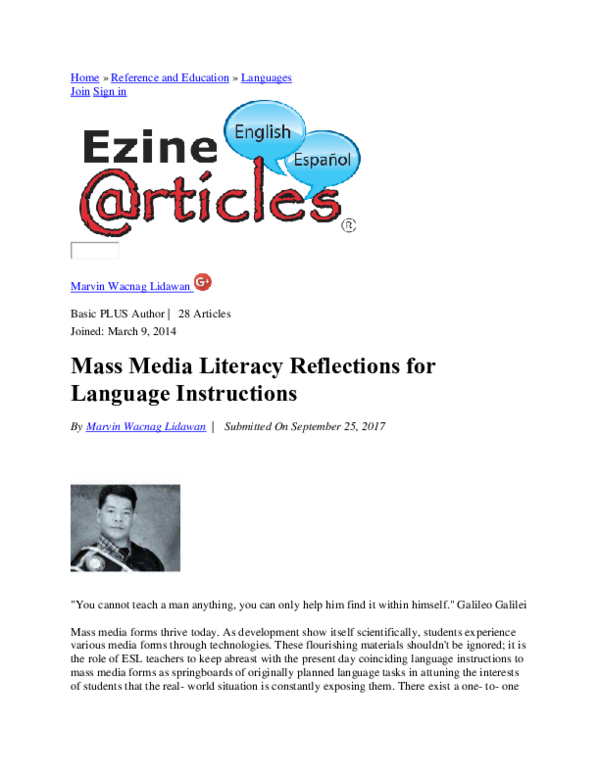 (PDF) Mass Media Literacy Reflections for Language Instructions