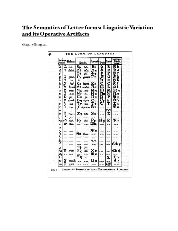 (PDF) The Semantics of Letter forms: Linguistic Variation and its ...