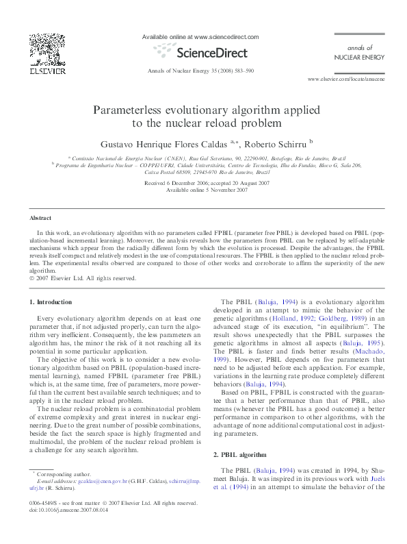 (PDF) Parameterless evolutionary algorithm applied to the nuclear ...