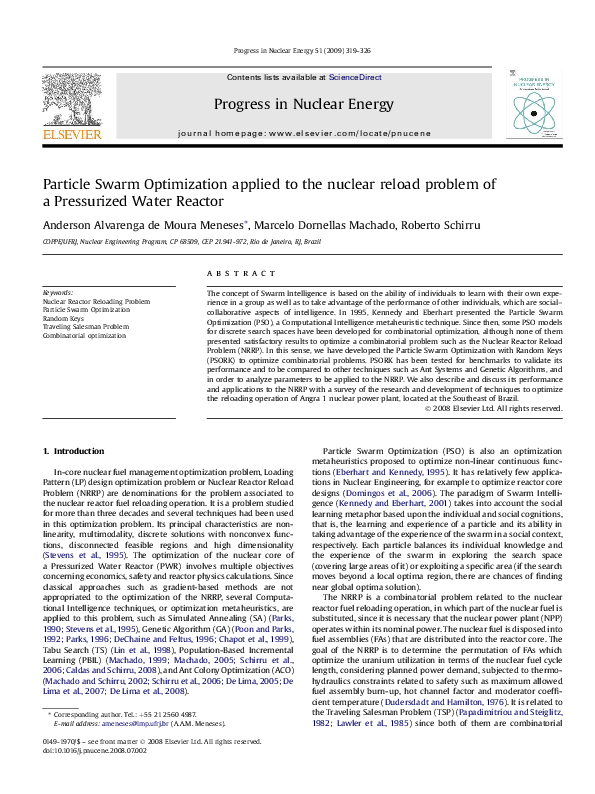 Pdf Particle Swarm Optimization Applied To The Nuclear Reload Problem