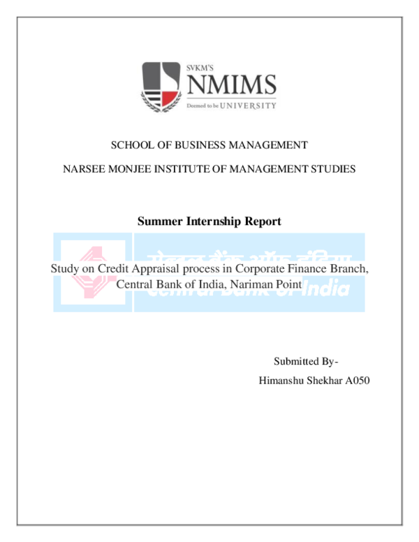 (DOC) Corporate Finance Branch Report