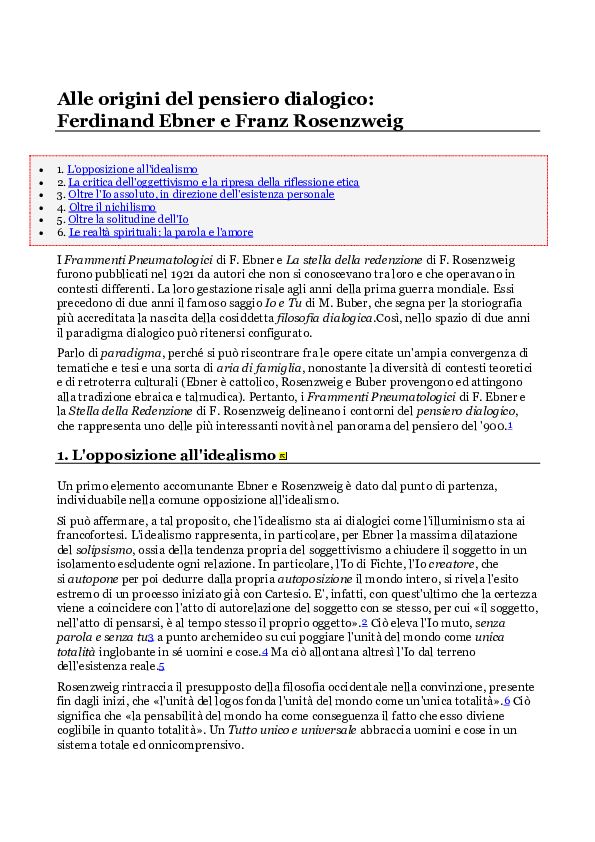 (PDF) Alle origini del pensiero dialogico