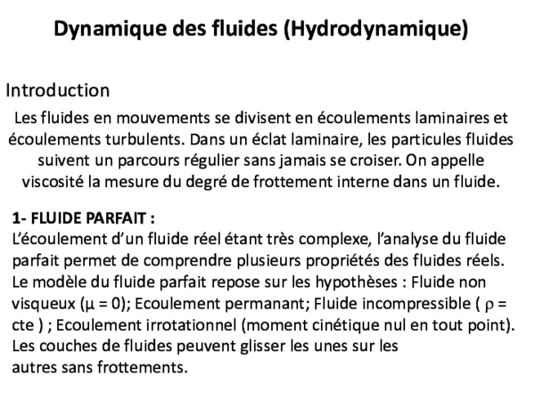 (PDF) Dynamique des fluides (Hydrodynamique