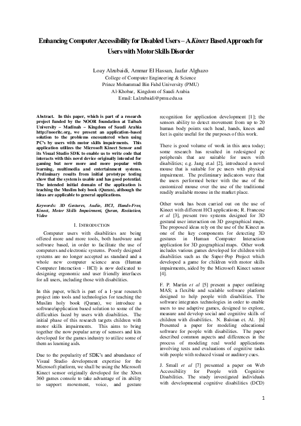 (DOC) Enhancing Computer Accessibility for Disabled Users – A Kinect ...
