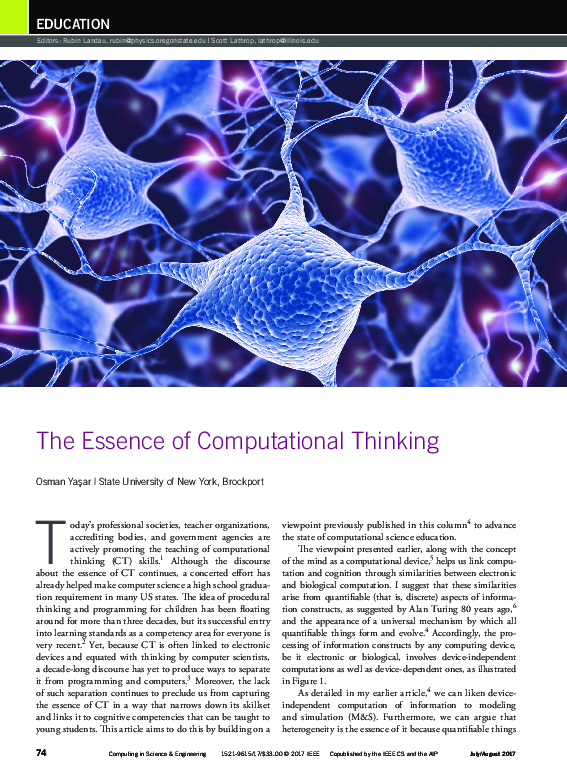 (PDF) The essence of computational thinking