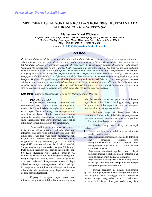 Pdf Implementasi Algoritma Rc 4 Dan Kompresi Huffman Pada
