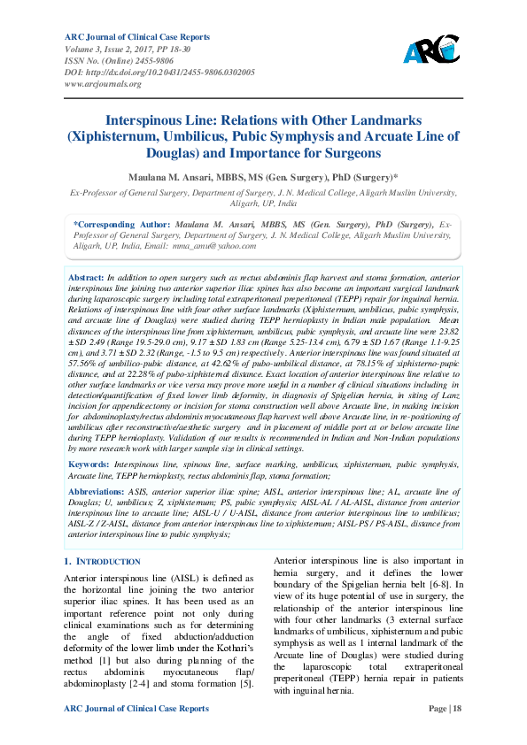 (PDF) Interspinous Line: Relations with Other Landmarks (Xiphisternum ...