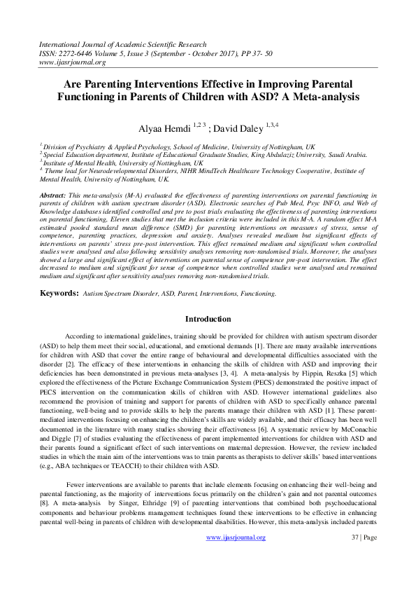 (PDF) Are Parenting Interventions Effective in Improving Parental ...