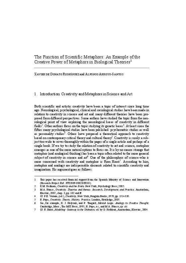 (PDF) The Function of Scientific Metaphors: An Example of the Creative ...