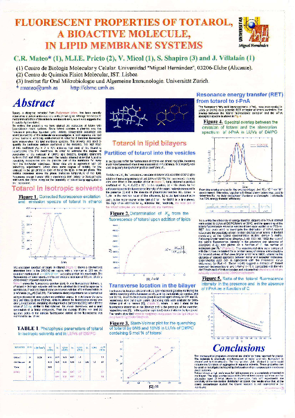 (PDF) Fluorescent properties of totarol, a bioactive molecule, in lipid ...