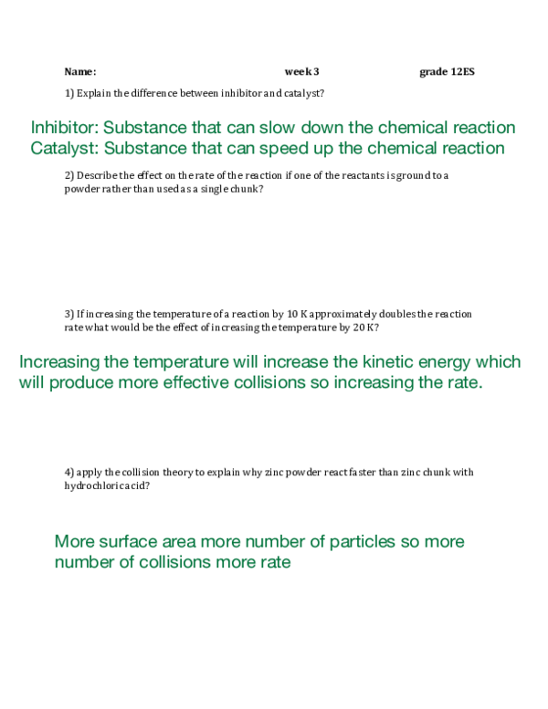 (PDF) Kinetic worksheet