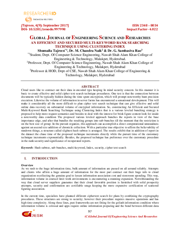An Efficient And Secured Multi Keyword Rank Searching Technique Using Clustering Index