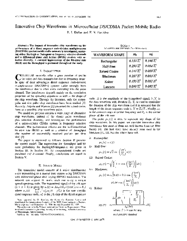 (PDF) Innovative chip waveforms in microcellular DS/CDMA packet mobile radio