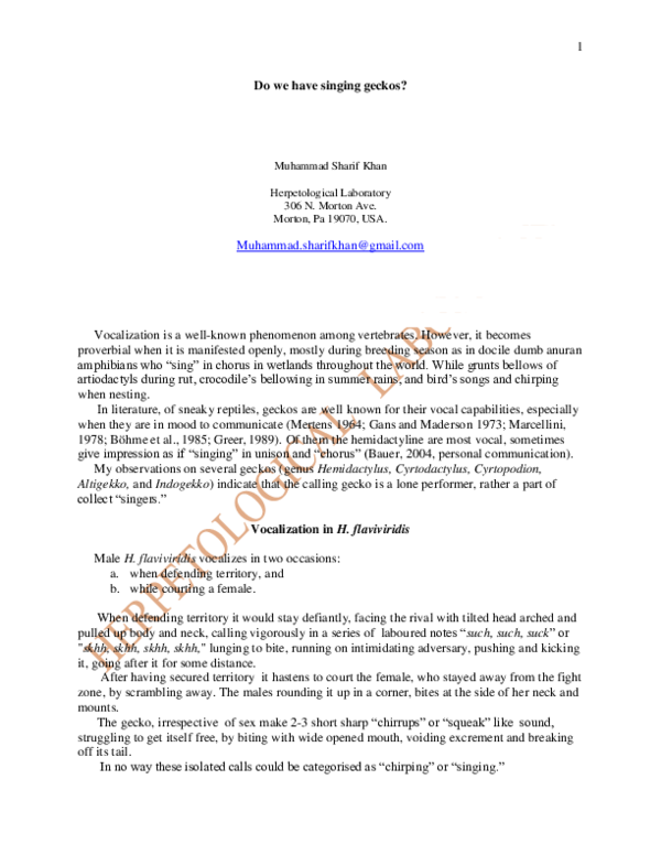 (PDF) Do we have singing geckos