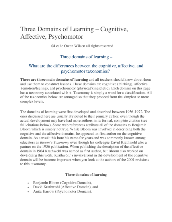 (DOC) Three Domains of Learning