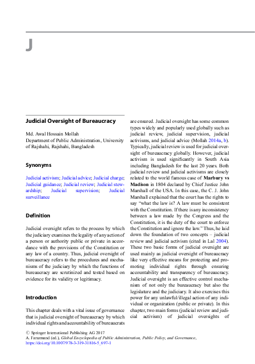 (PDF) J Judicial Oversight of Bureaucracy