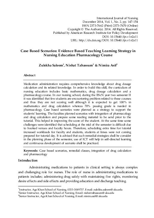 (PDF) Case Based Scenarios: Evidence Based Teaching Learning Strategy ...