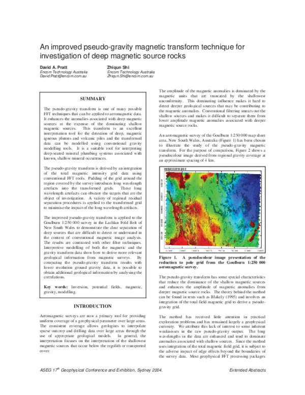 (PDF) An improved pseudo-gravity magnetic transform technique for ...
