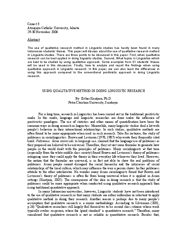 (DOC) When to use Qualitative Method in Linguistic Research