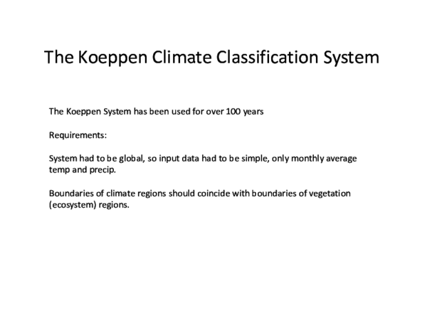 (PDF) The Koeppen Climate Classification System The Koeppen Climate ...