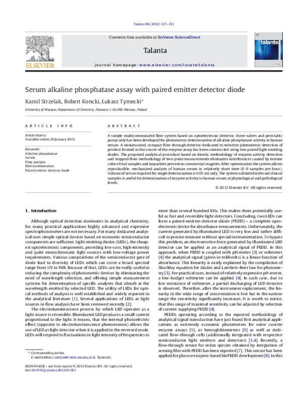 Pdf Novel Integrated Paired Emitter Detector Diode Pedd As A Miniaturized Photometric