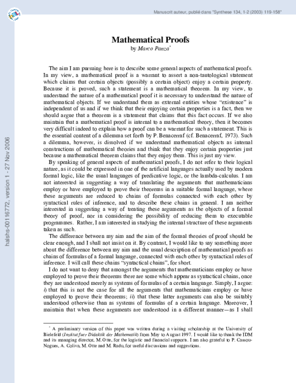 (PDF) Mathematical proofs