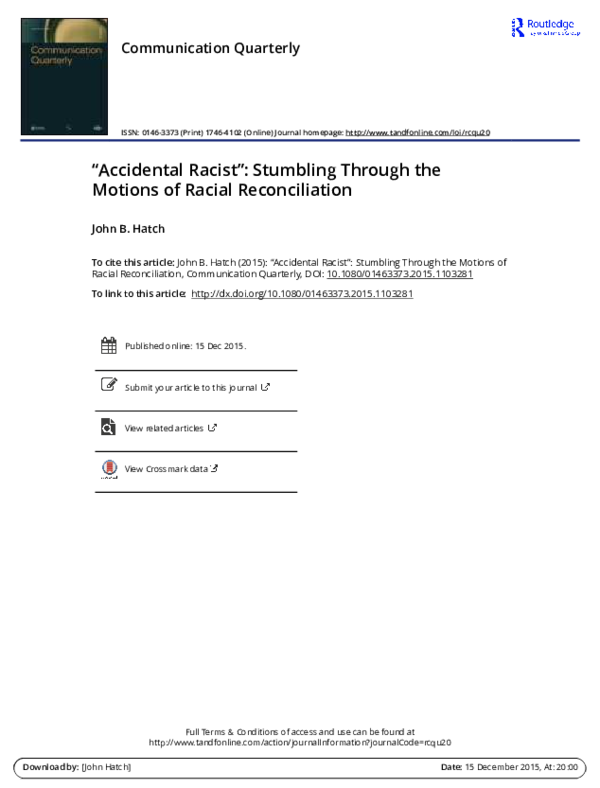(PDF) Communication Quarterly " Accidental Racist " : Stumbling Through ...