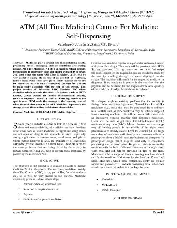 (PDF) ATM (All Time Medicine) Counter For Medicine Self-Dispensing