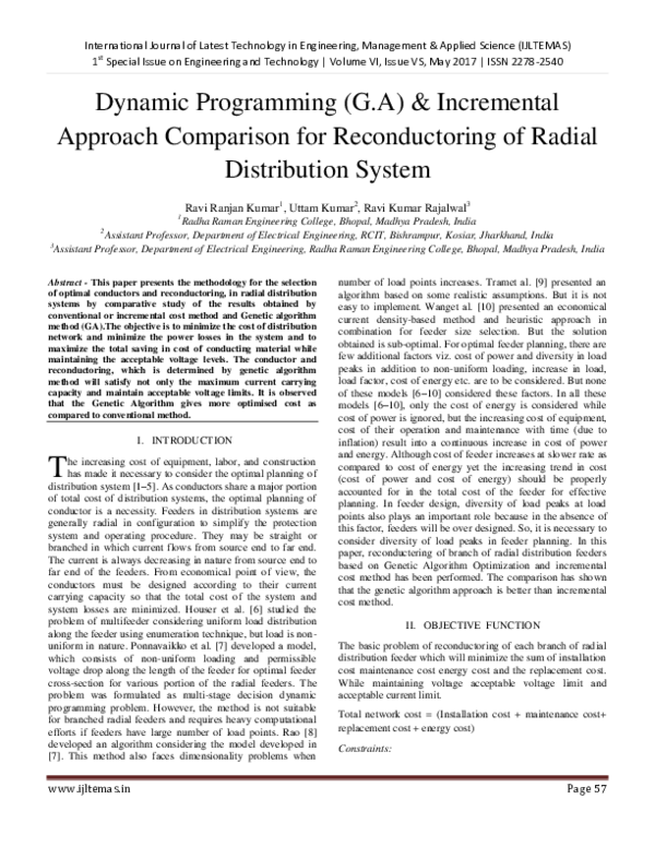 (PDF) Dynamic Programming (G.A) & Incremental Approach Comparison for Reconductoring of Radial ...