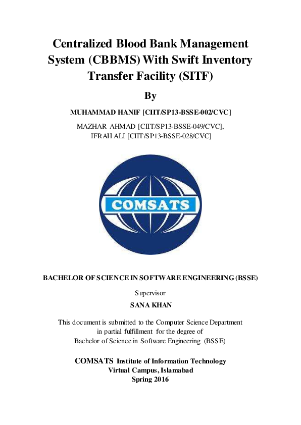 (PDF) Blood Bank Management System A Project Presentation on Internal ...