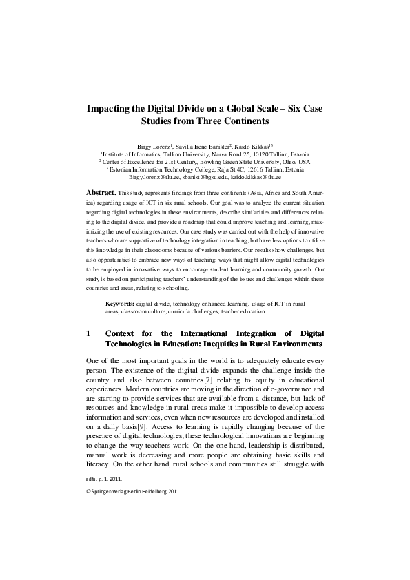 (PDF) Impacting the Digital Divide on a Global Scale – Six Case Studies ...
