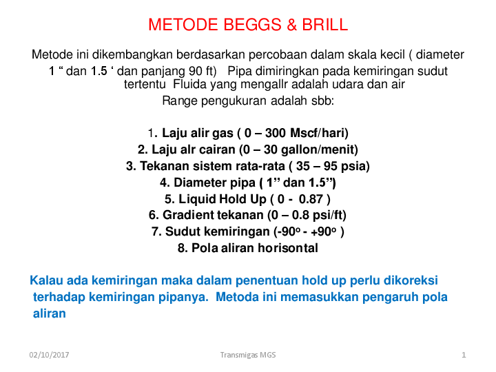 (PPT) METODE BEGGS BRILL