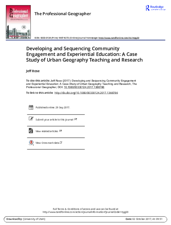 (PDF) Developing and Sequencing Community Engagement and Experiential ...