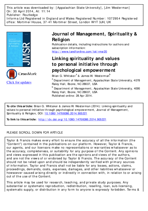 (PDF) Linking spirituality and values to personal initiative through ...
